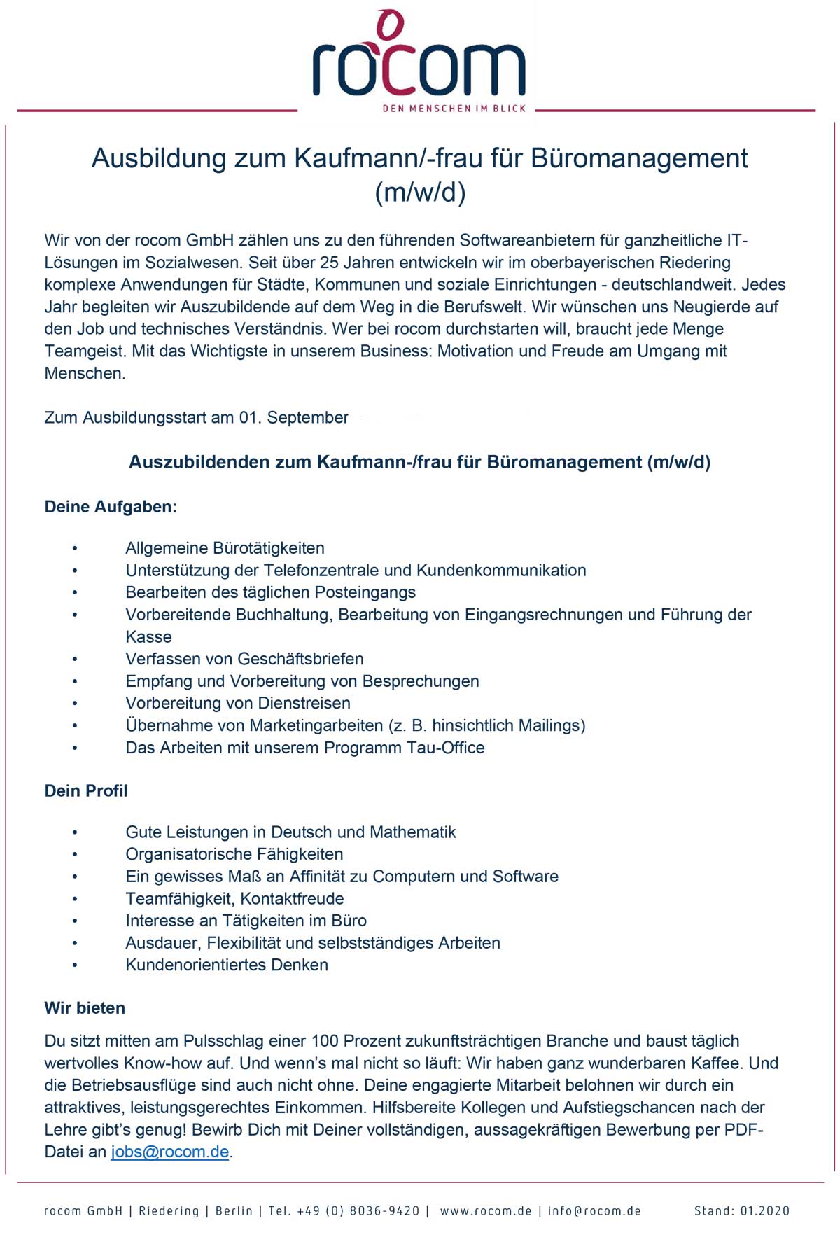 Freie Stellenangebote - Ihre Möglichkeiten - rocom GmbH